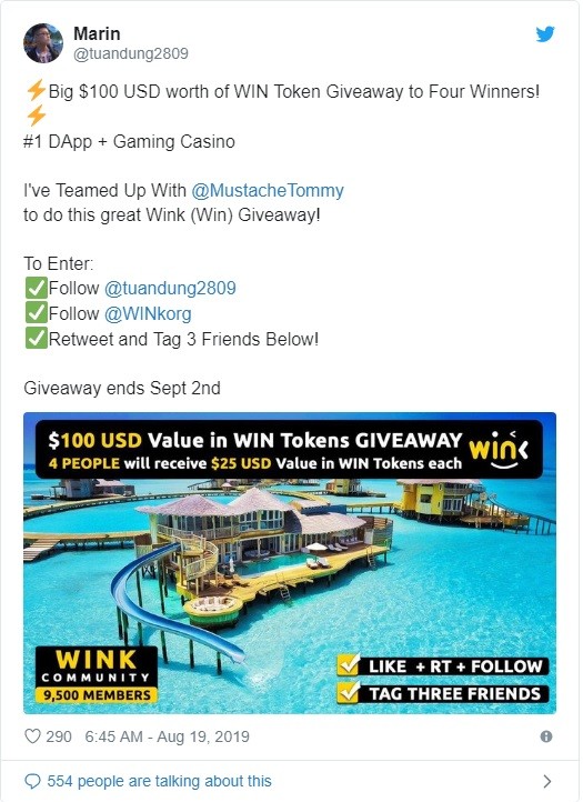 $100 worth of WIN Token giveaway by Tuandung2809 – Bitcoin | Alt Coins ...